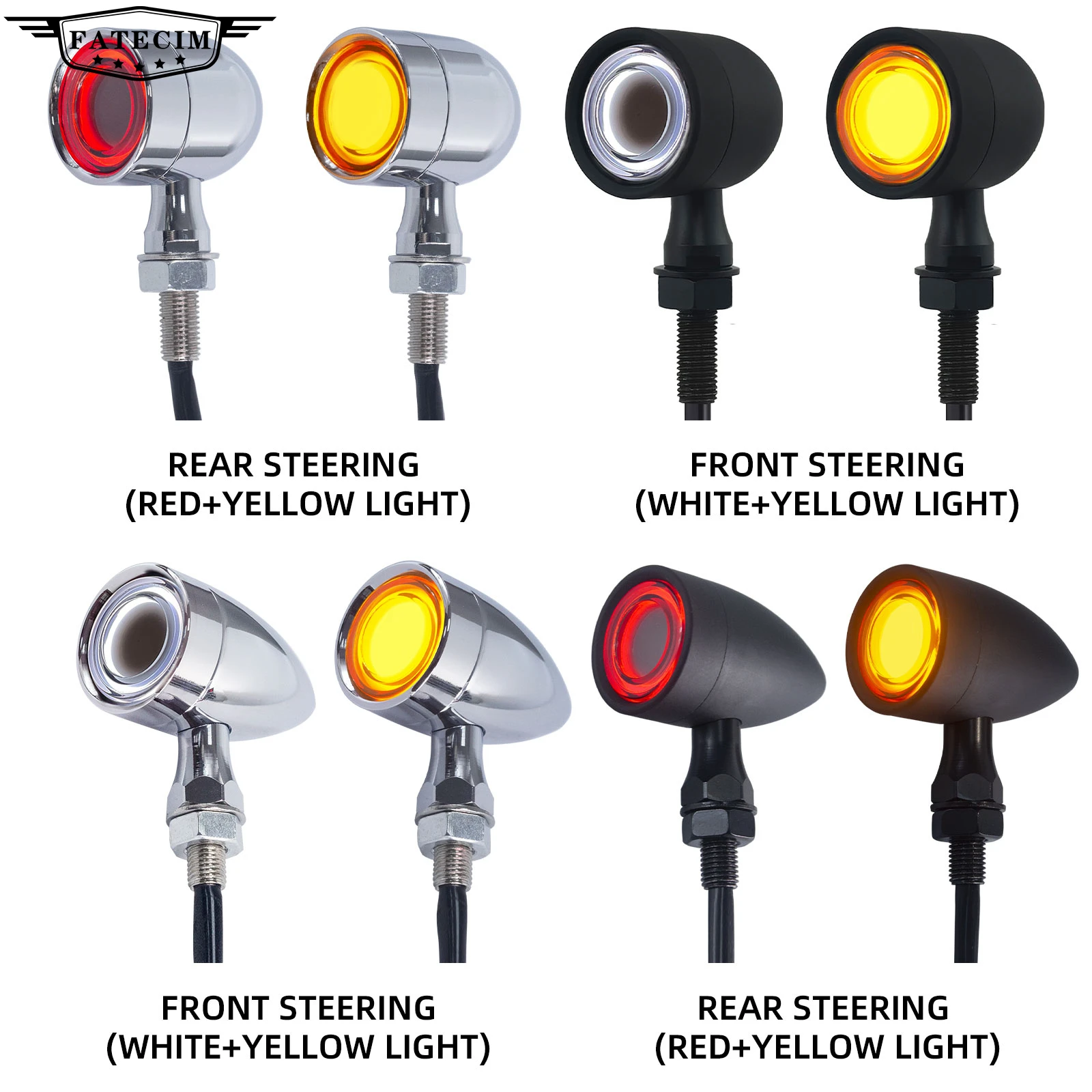 New-Motorcycle-LED-Turn-Signals-Chrome-Indicator-Break-Light-For-Harley ...