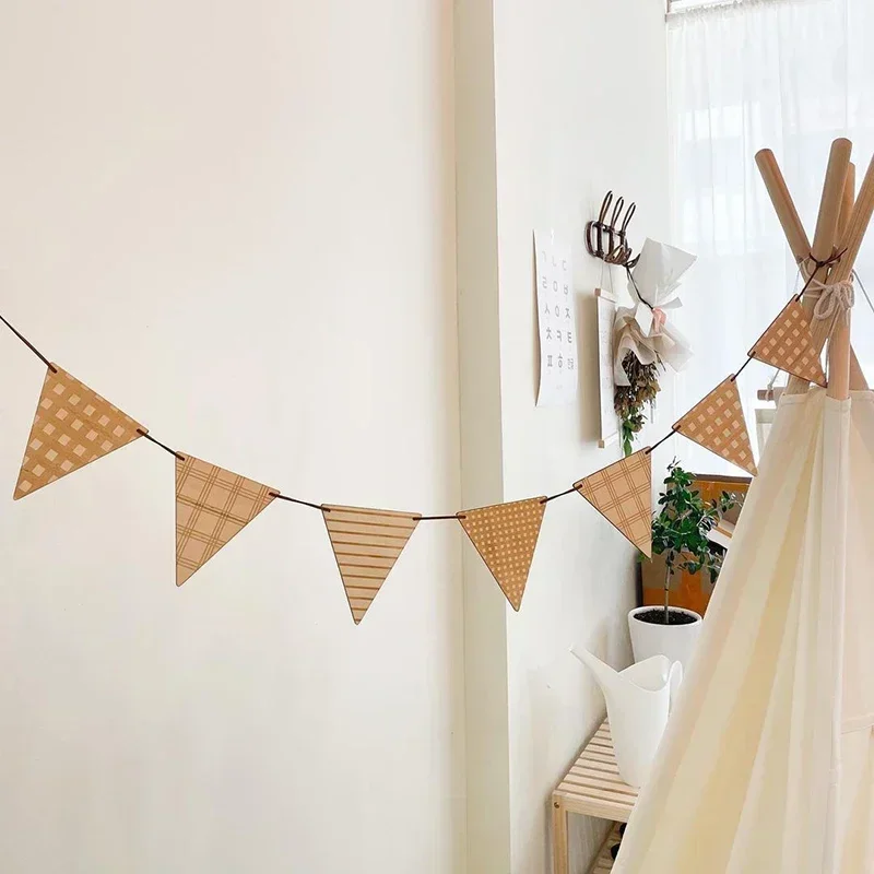 Wooden Pennants Bunting Banner Flag Wall Hanging Garland Baby Shower ...