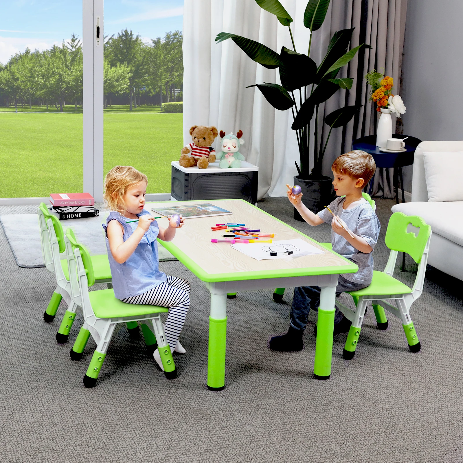 AOOU-47-2-Kid-Table-and-4-Chairs-Set-Height-Adjustable-Toddler-Study ...