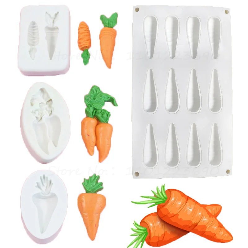 Cartoon Carrot Cake Silicone Mold DIY Easter Radish Chocolate Mousse ...