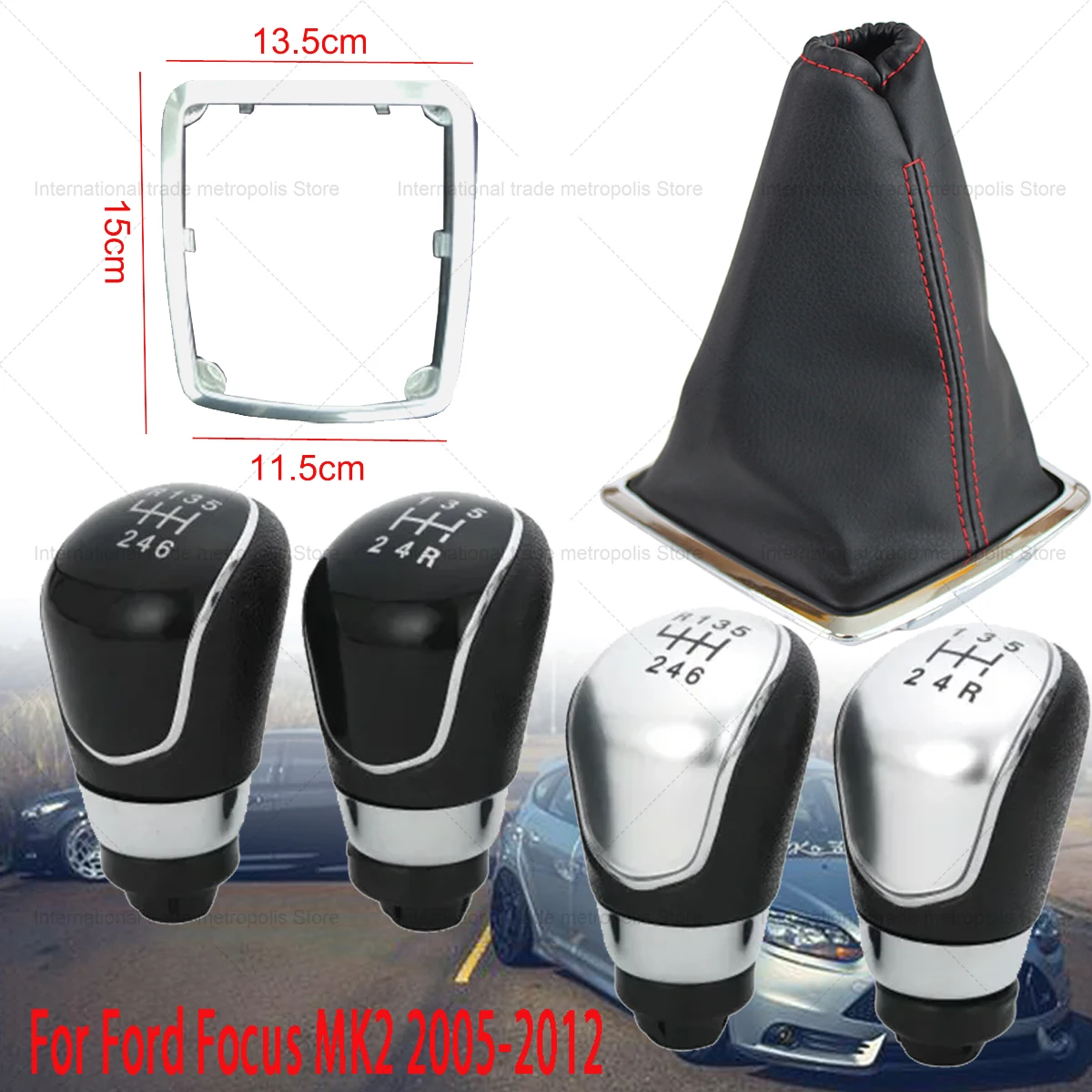 5/6 Speed MT Car Gear Stick Shift Knob with Dust Boot Cover For Ford ...