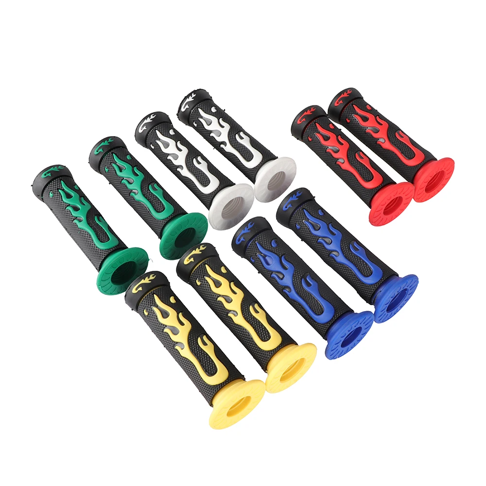 Universal Motorcycle 7/8" 22mm Rubber Flame Handle Grips For Moped ...