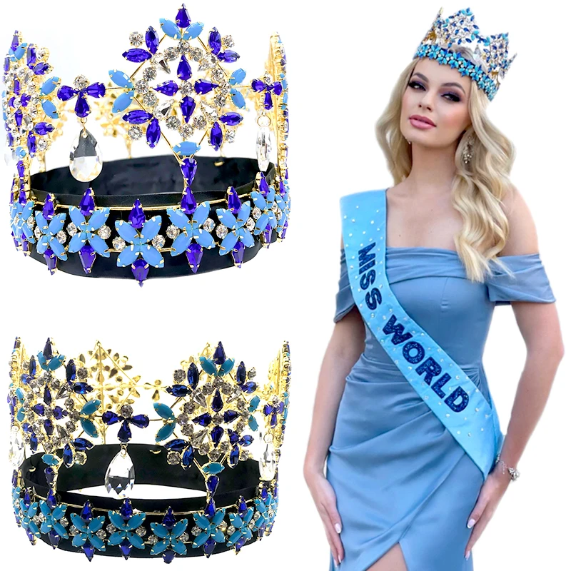 Levery Miss World Crown with Shining Rhinestone Full Circle Large Crown ...