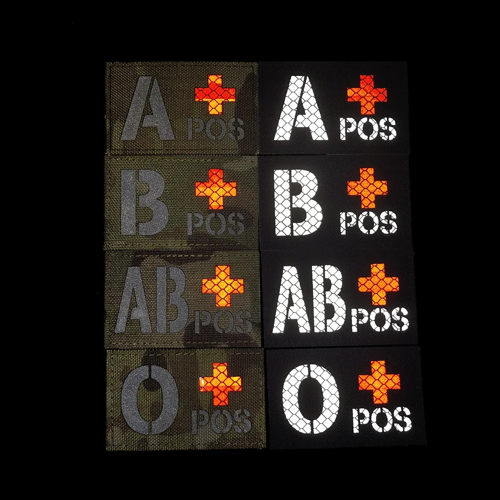 A-B-AB-O-Rh-Positive-Blood-Type-Patch-infrared-Ir-Reflective-Tactical ...