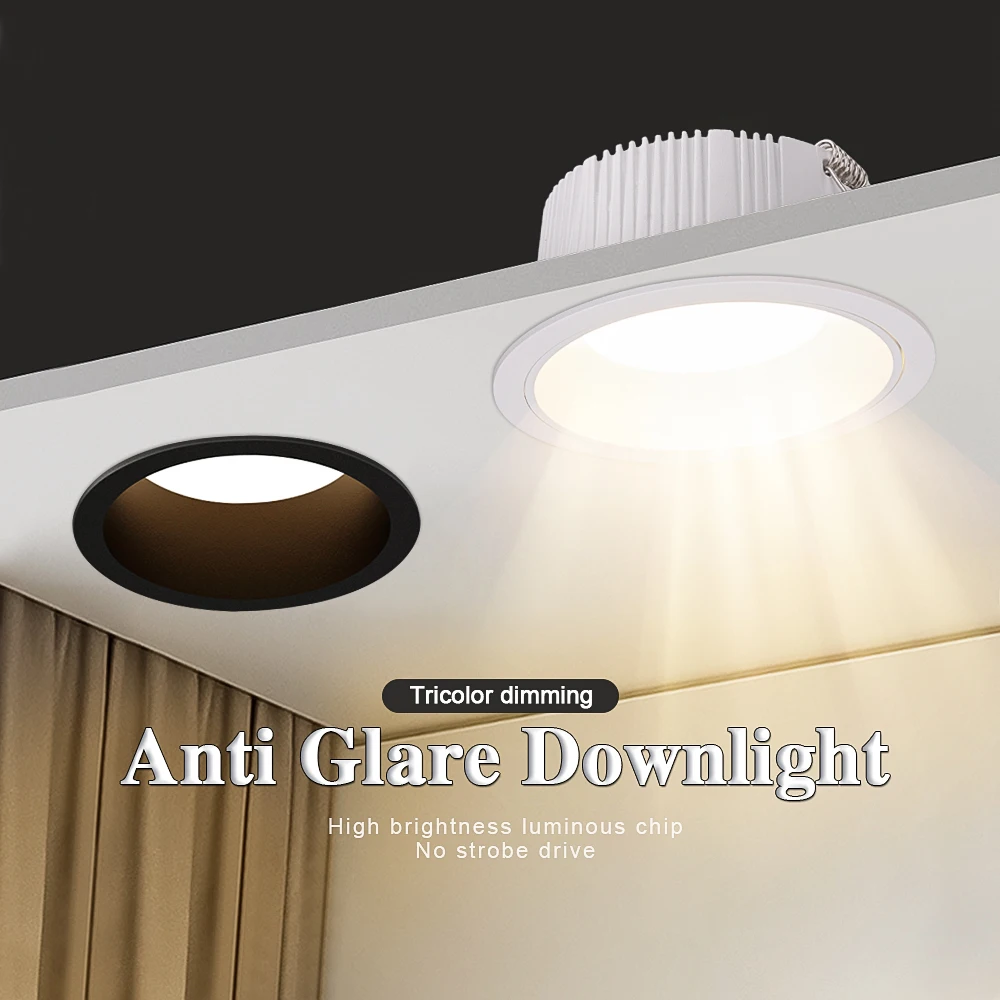 LED Downlights Recessed Ceiling Spot Lamp 15W 12W 10W 7W 220V 110V Anti ...