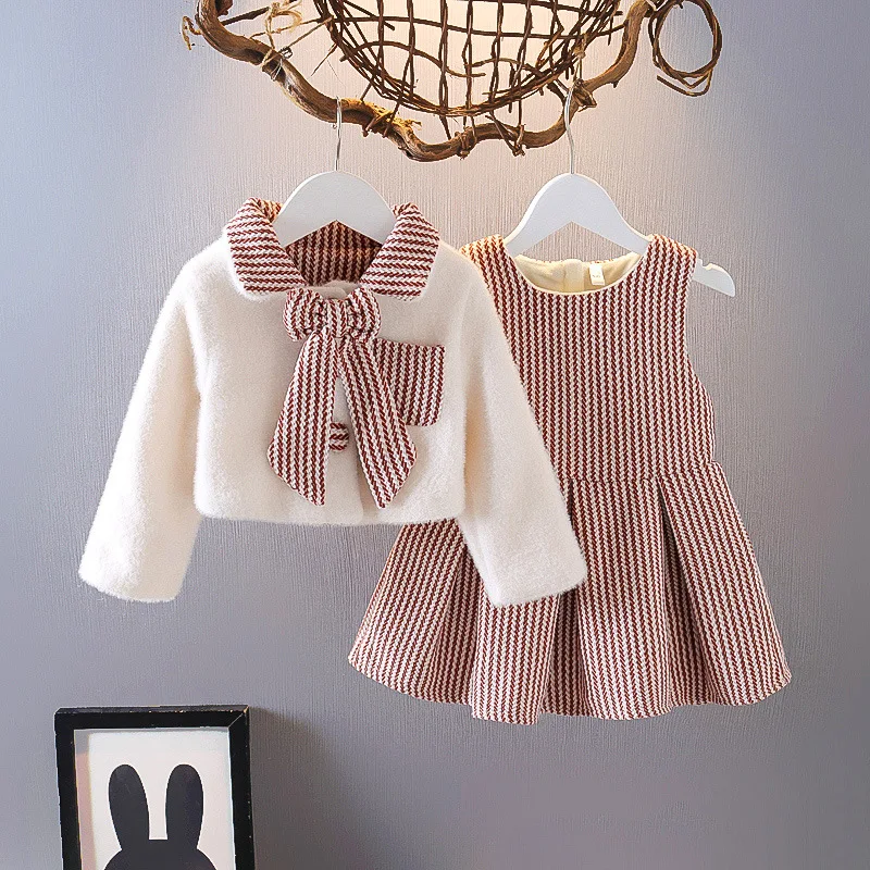 Girls-Clothes-Sets-Autumn-Winter-Children-Woolen-Velvet-Coats-Dresses ...