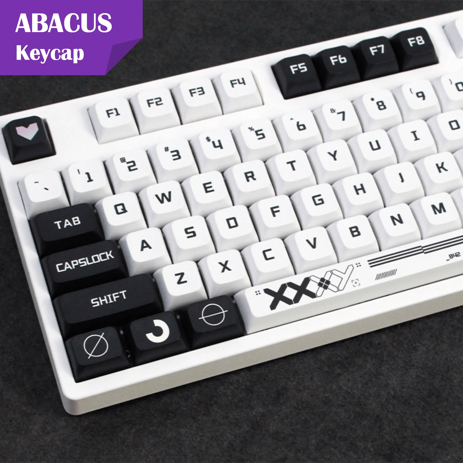 ABACUS XDA Keycaps 132 Keys PBT Dye Sublimation Black and White Keycap ...