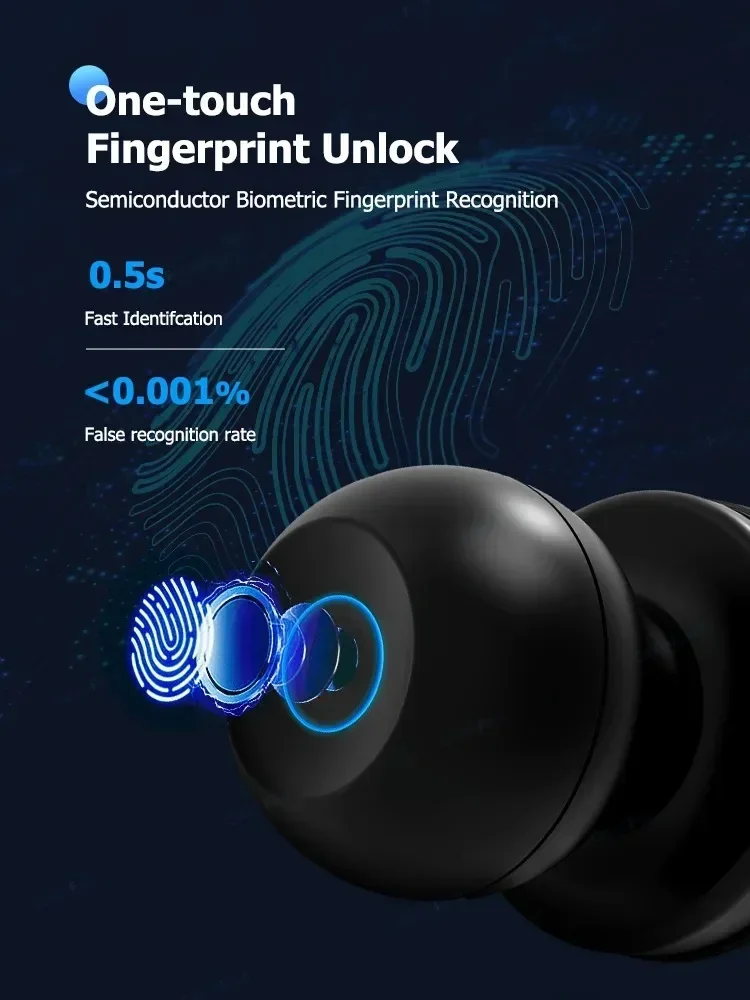 Tuya New Fingerprint Bluetooth Wifi Biometric Electronic Ball Lock APP ...