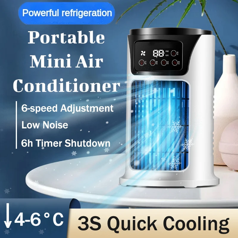 Mini-Desk-Cooler-Portable-Fan-Add-Water-Air-Conditioning-6-Speeds-Quiet ...
