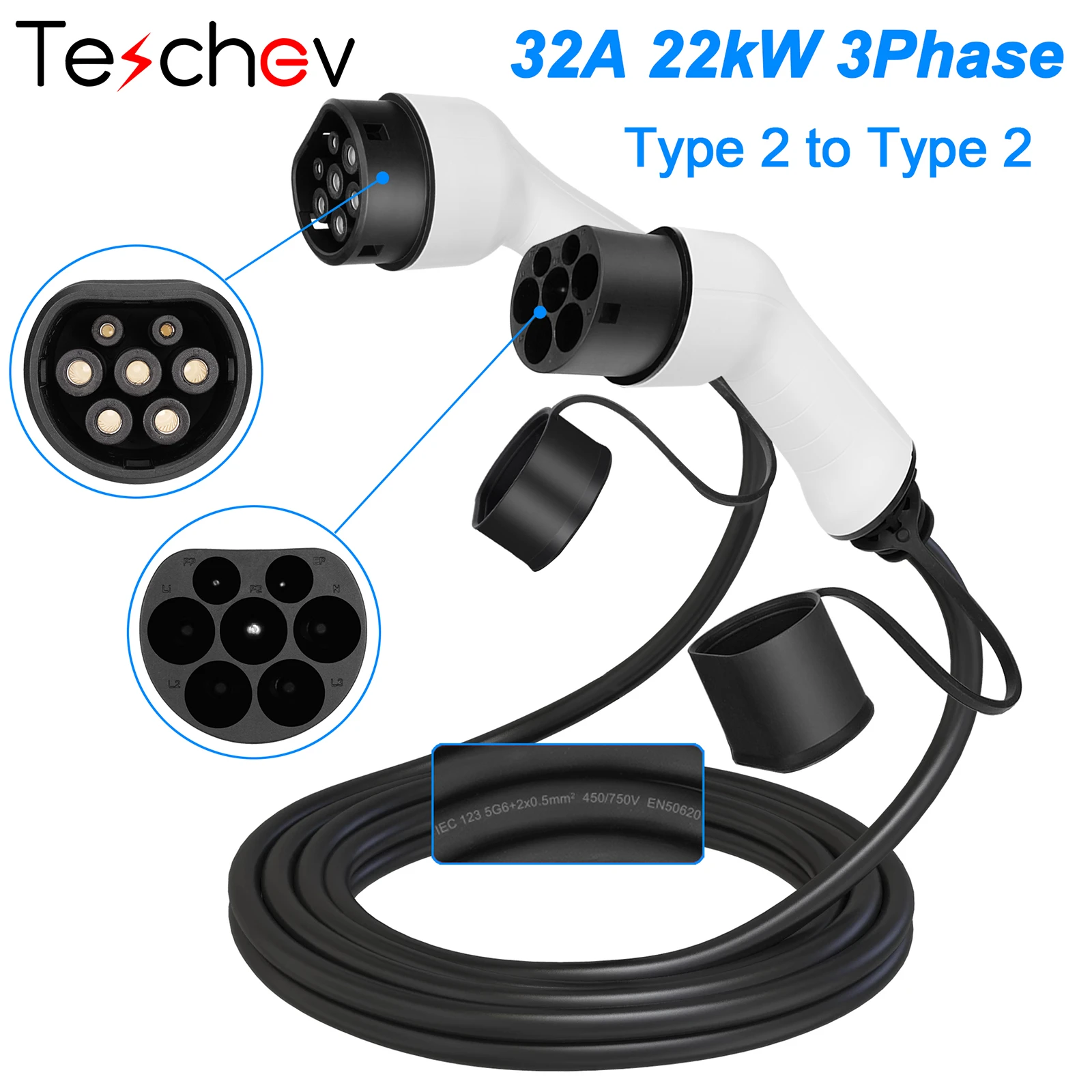 32a 3phase Ev Car Charging Station Iec62196-2 Type 2 To Type 2 Cars ...