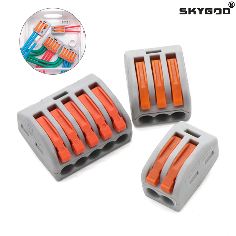 10/30/50/100pcs Push-in Electrical Wire Connector Terminal Block Universal Fast Wiring Cable ...