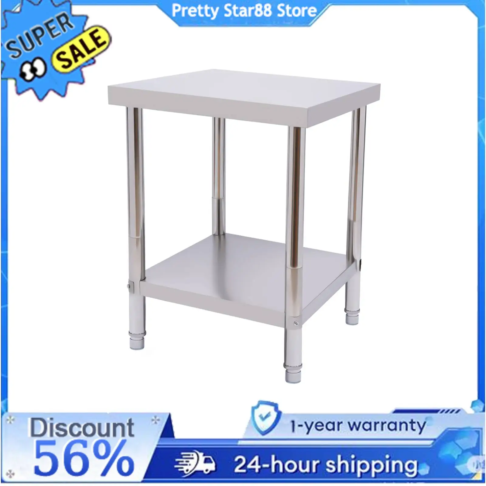 Stainless Steel Table Large Storage Commercial Food Prep Worktable Anti ...