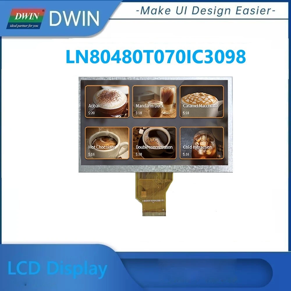 DWIN 7 Inch 800x480 RGB Interface TN TFT LCD Display Resistive Touch ...