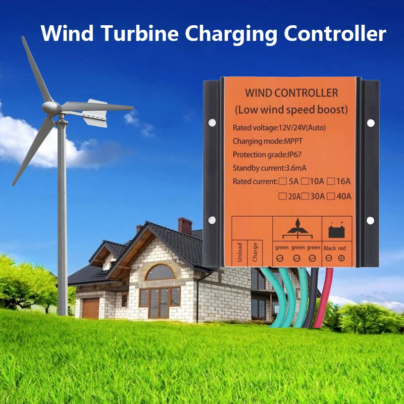 MPPT 100w -10000W Waterproof PWM Wind Turbine Charge Controller 10A 40A ...