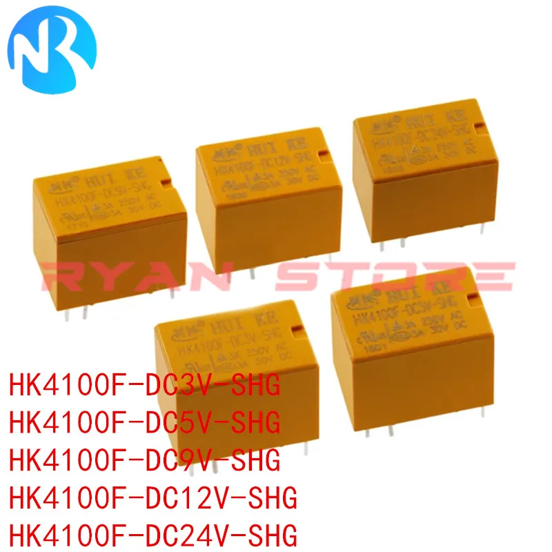 5PCS-100-New-Relays-HK4100F-HK19F-DC3V-5V-9V-12V-24V-SHG-8Pin-6Pin-2A ...