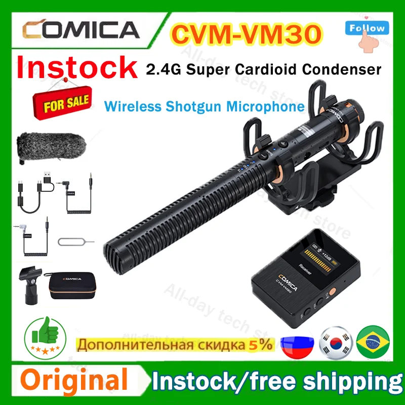 Comica-CVM-VM30 Microfone Sem Fio, A Primeira Espingarda Cardióide ...