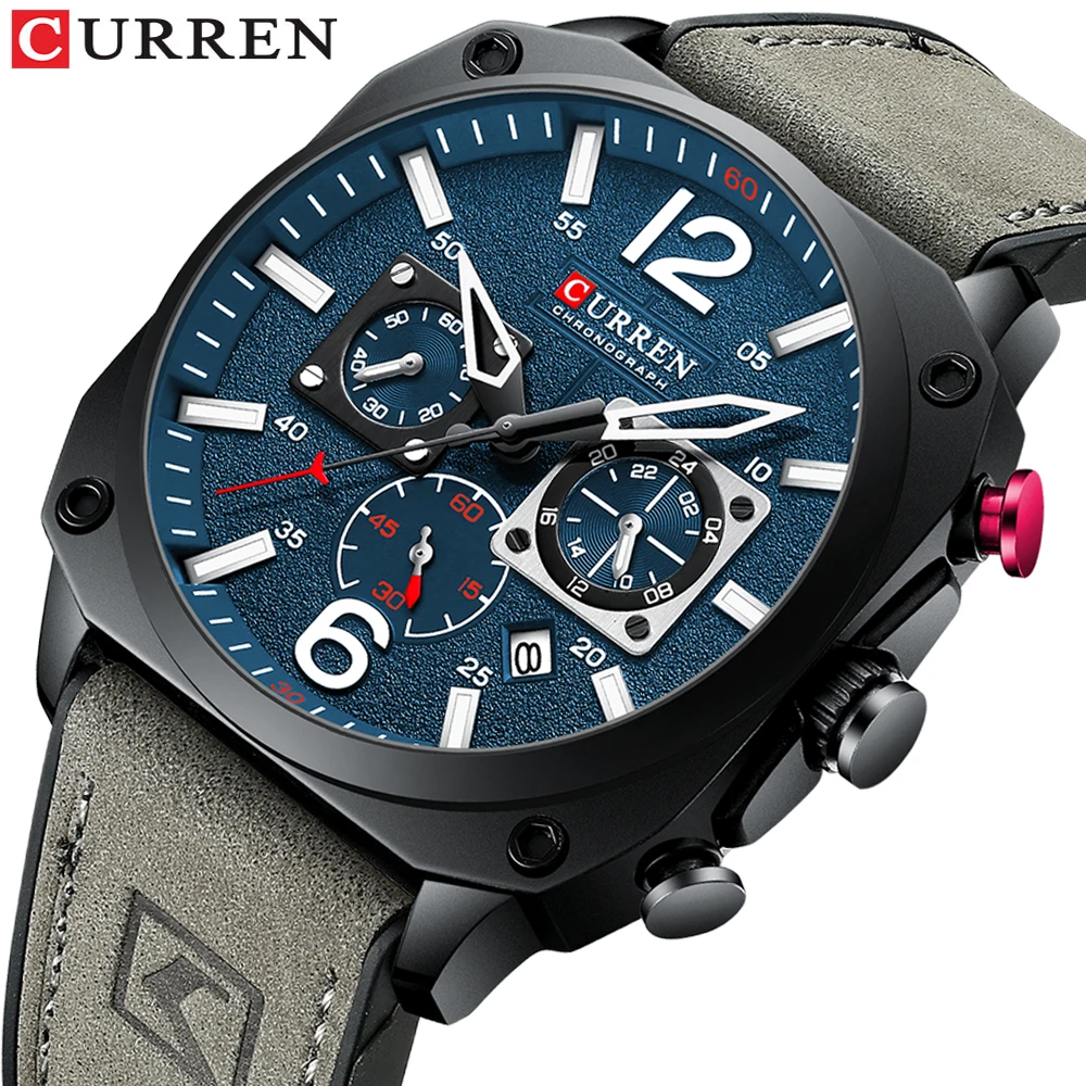 CURREN Men's Watch Fashion Waterproof Multi-function Chronograph Clock ...