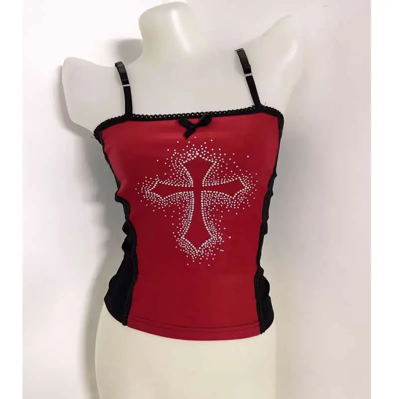 Y2k topo de colheita roupas góticas y2k topo lolitatank topos de tanque ...