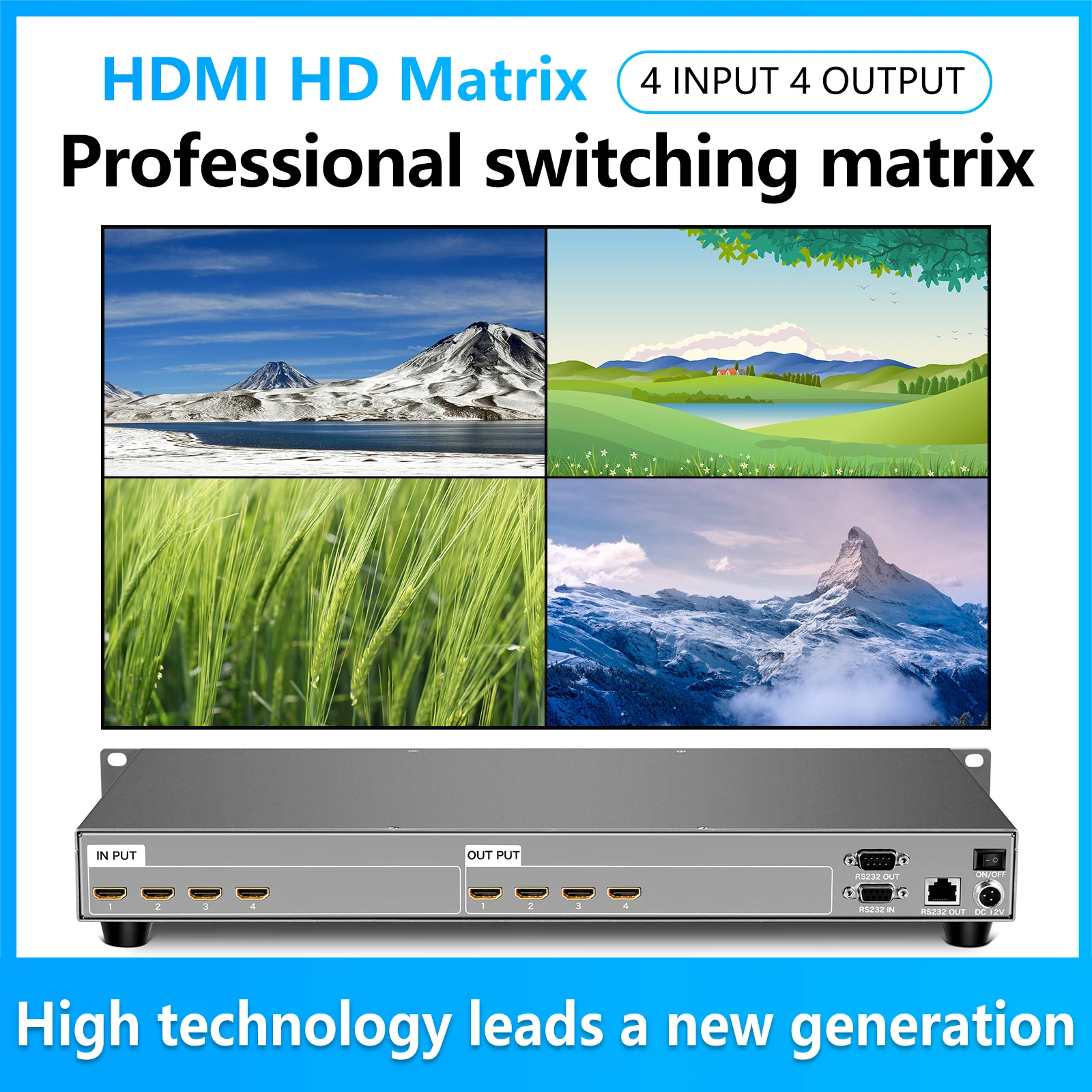 HDMI 매트릭스 스위처, 1080p 4x4 비디오 스위처, 4 입력 4 출력 스위치 스플리터, 비디오 벽 EDID LED 패널 ...