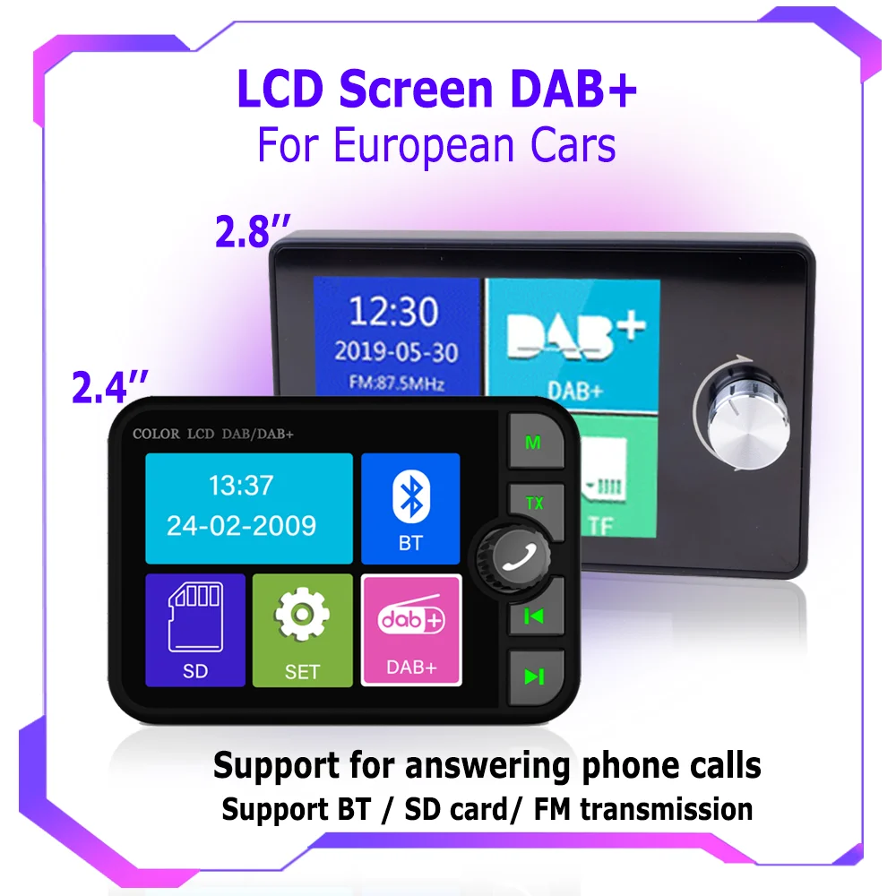 2.4-2.8" Color LCD DAB/DAB+ Radio Receiver Bluetooth-compatible MP3 ...