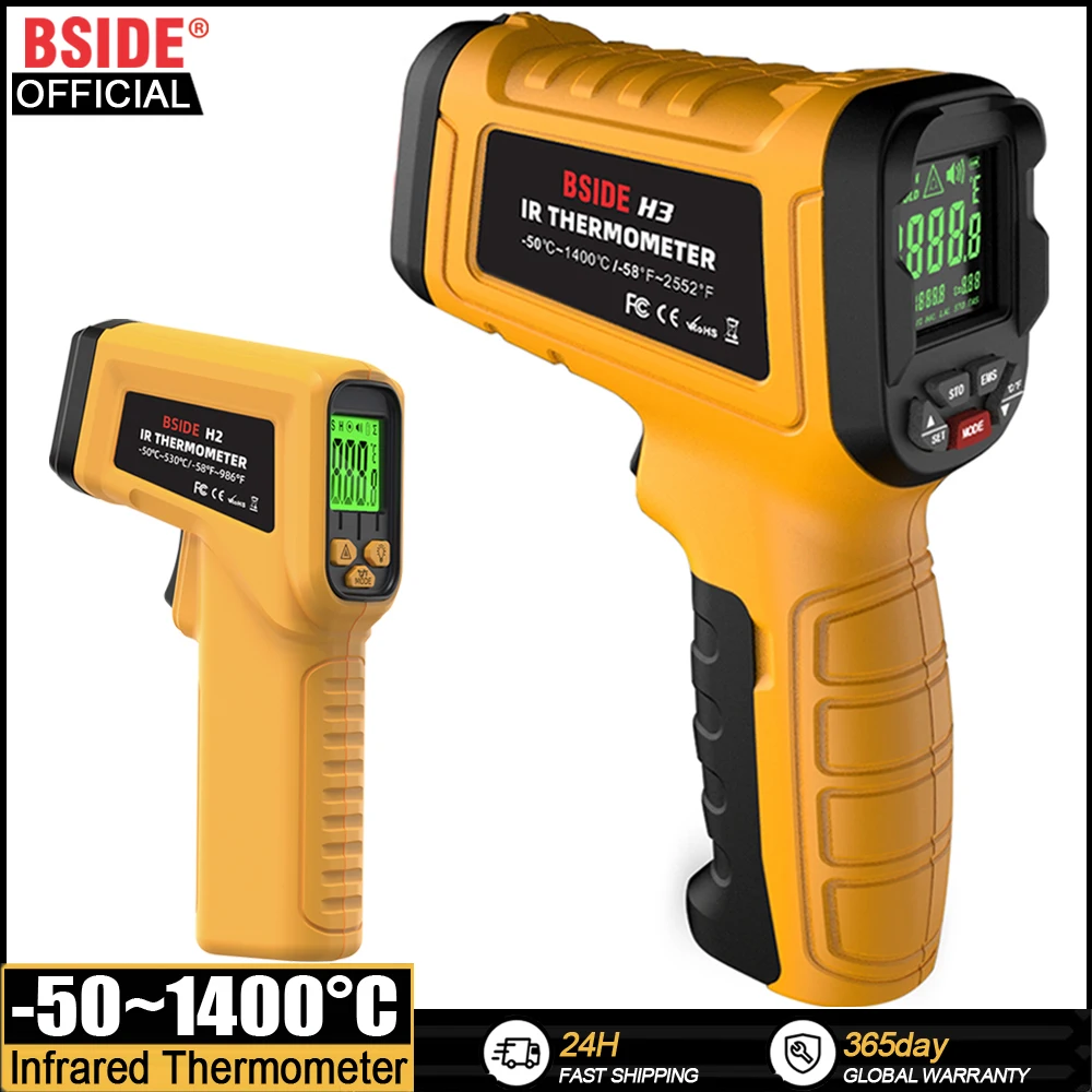 BSIDE Infrared Thermometer H2/H3 -50~530/1400C Professional Digital IR ...