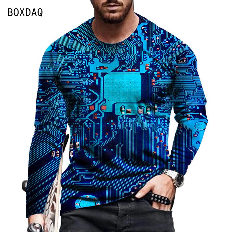 Unisex-3D-Electronic-Chip-Print-Tee-Shirts-for-Men-Clothing-Funny ...