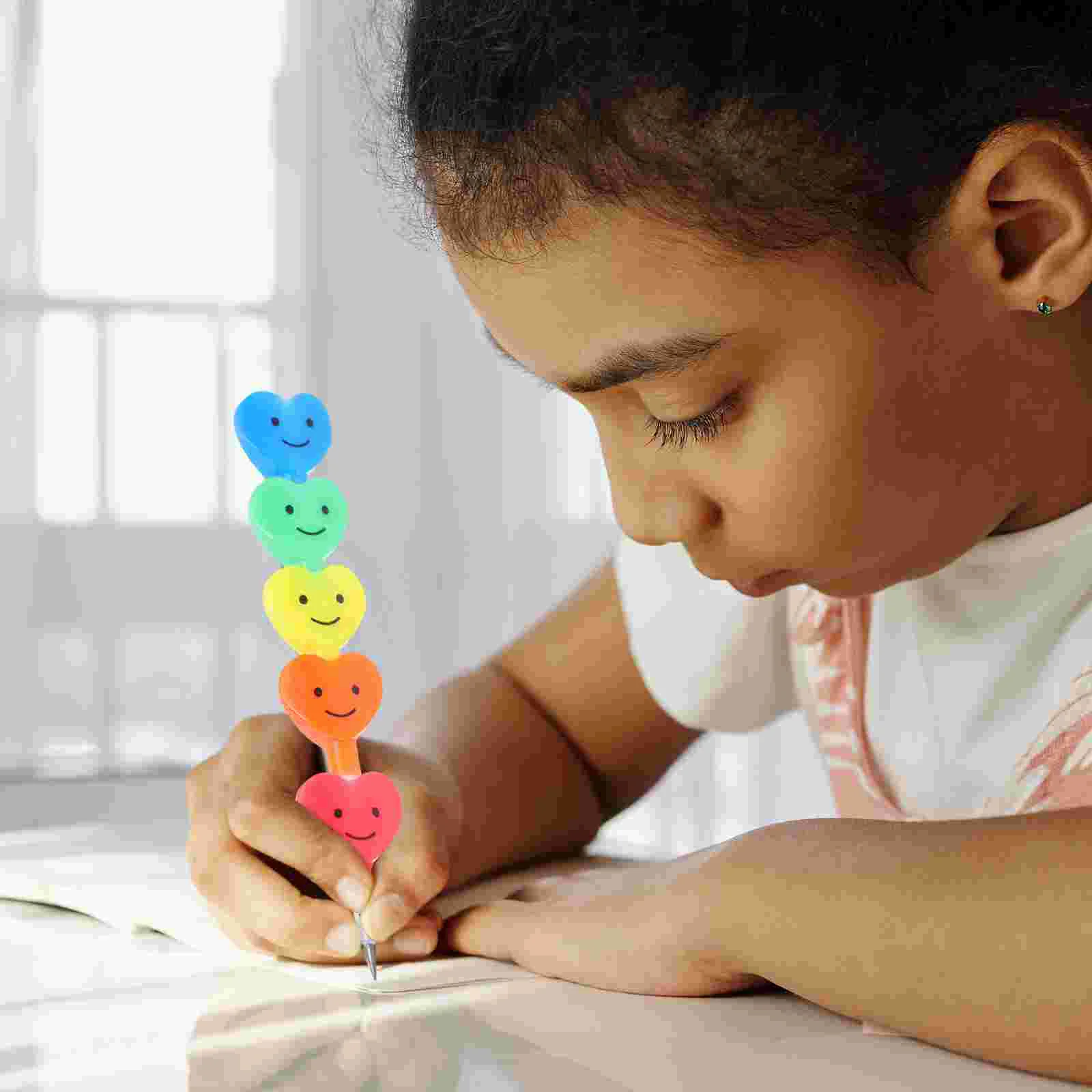 20 Pcs Stackable Pencils Classroom Prizes Cartoon Kids Heart Shaped ...