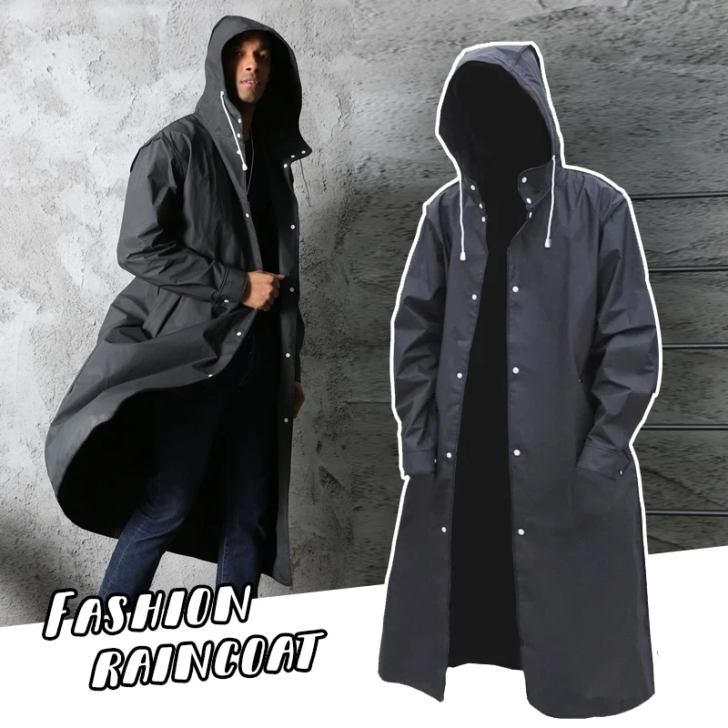 Waterproof-Long-Black-Raincoat-Men-Rain-Coat-Hooded-Trench-Jacket ...