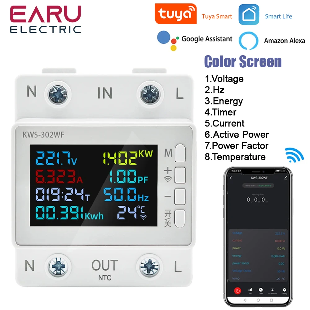 TUYA-WiFi-Smart-Power-Meter-8in1-Screen-Multi-function-AC-Energy-Power ...