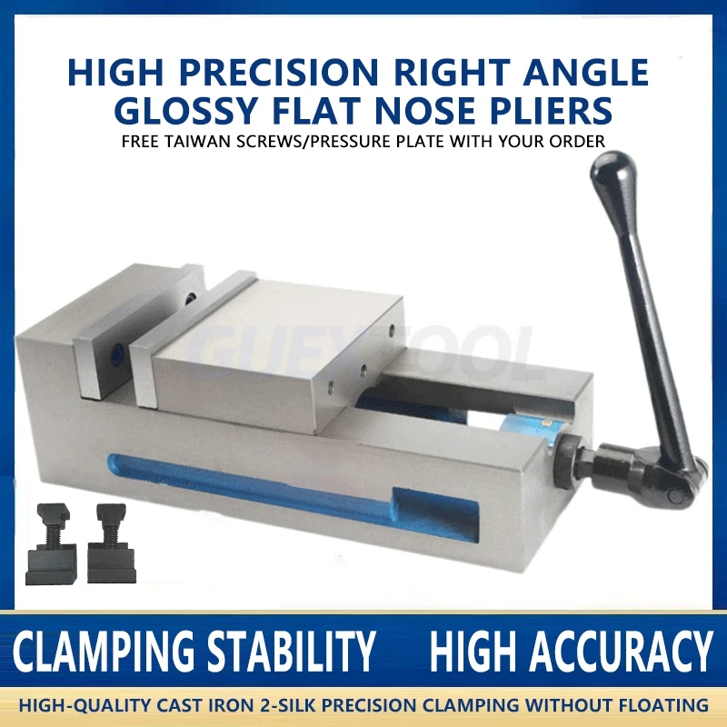 Precision-Vise-4-inch-Square-Smooth-Faced-Flat-Nose-Pliers-CNC-Heavy ...