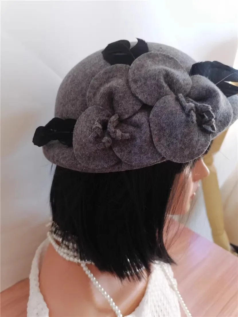 Grey-Wool-Evening-Party-Cap-Victorian-Medieval-Hats-Vintage-Girls-Hats ...