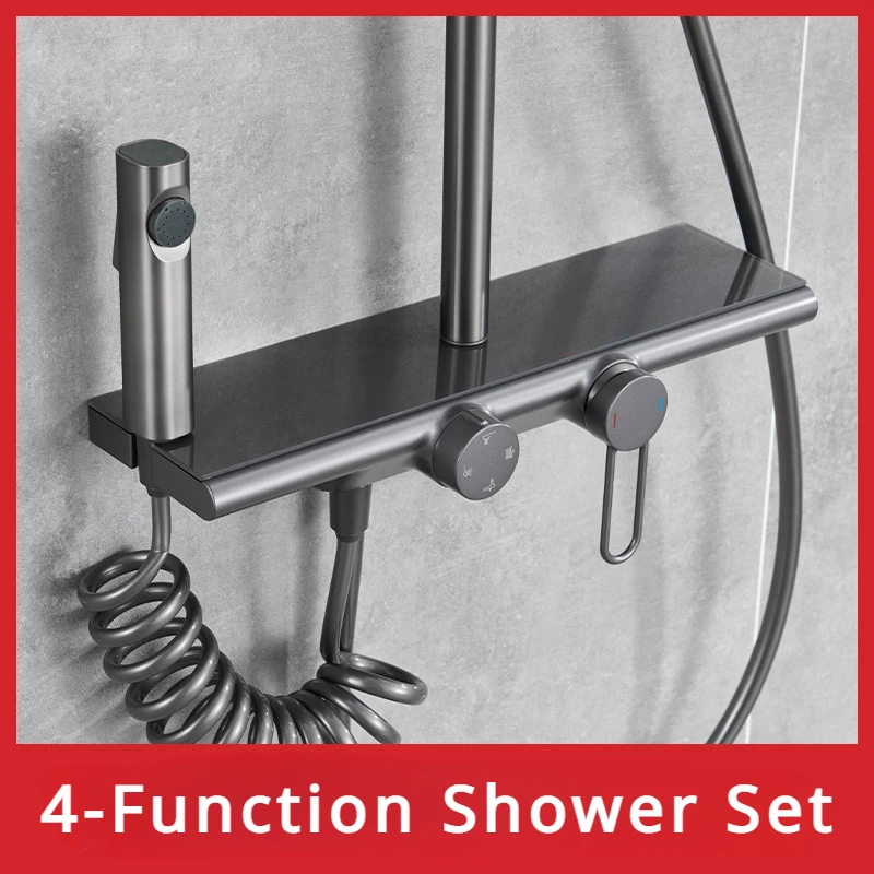 Four-Ways-Water-Outlet-Wall-Mounted-Bathroom-Shower-System-Set-Brass ...