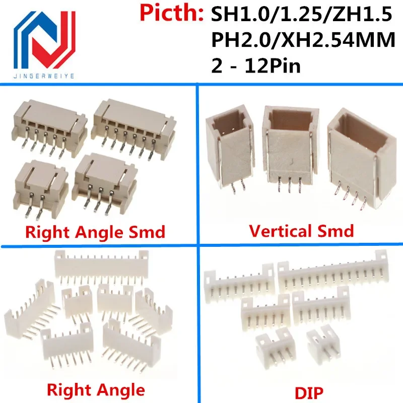 10PCS 1.0 1.25 1.5 2.0 2.54 SH/JST/ZH/PH/XH 1.25MM 2.0MM 2.54MM Male ...