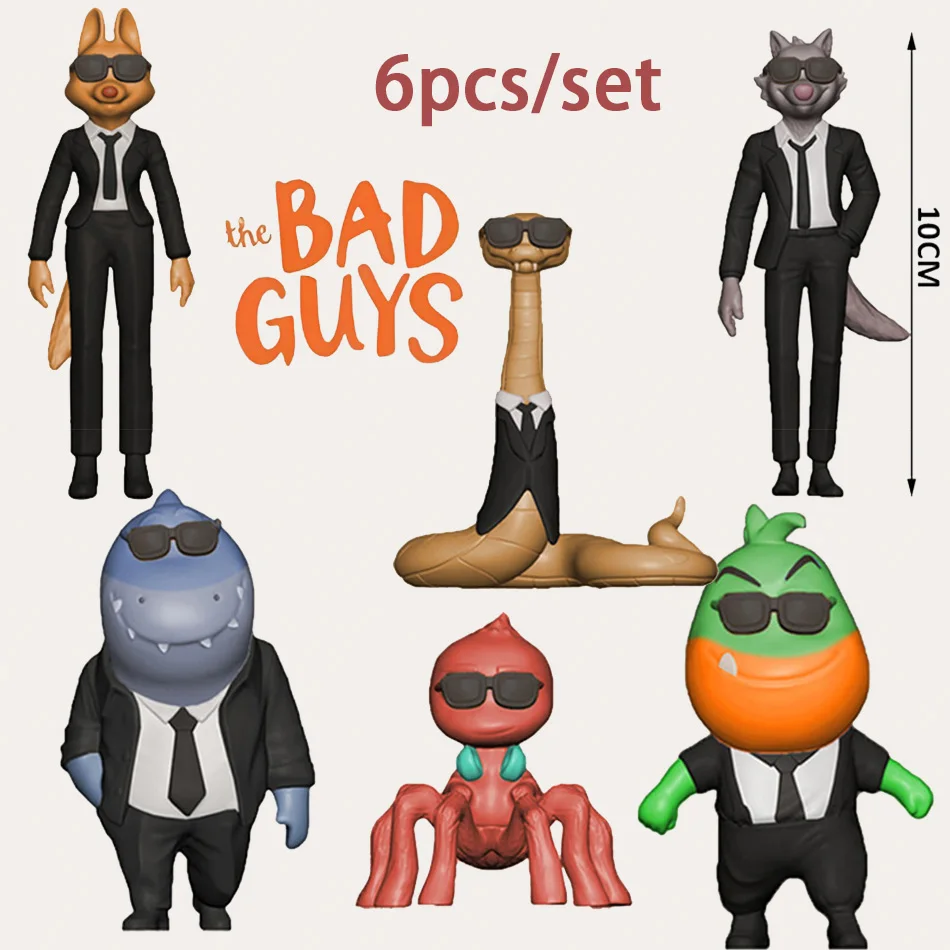 The Bad Guys action figure Toys 6pcs/set Movie Kawaii Wolf Piranha ...