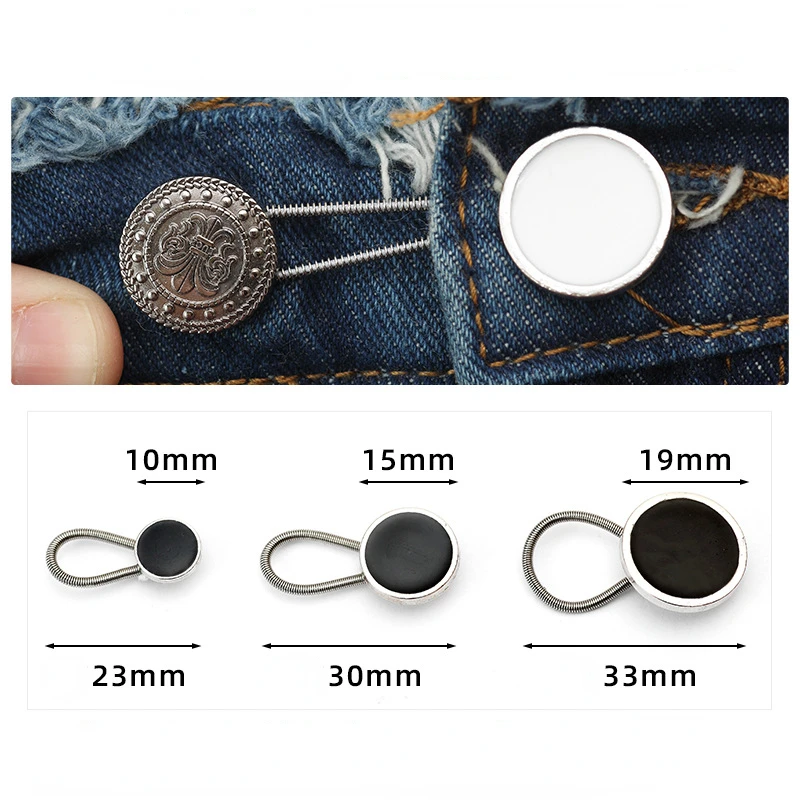 10/15/19mm Collar Extenders Metal Buttons Jeans Pants Waist Stretch ...