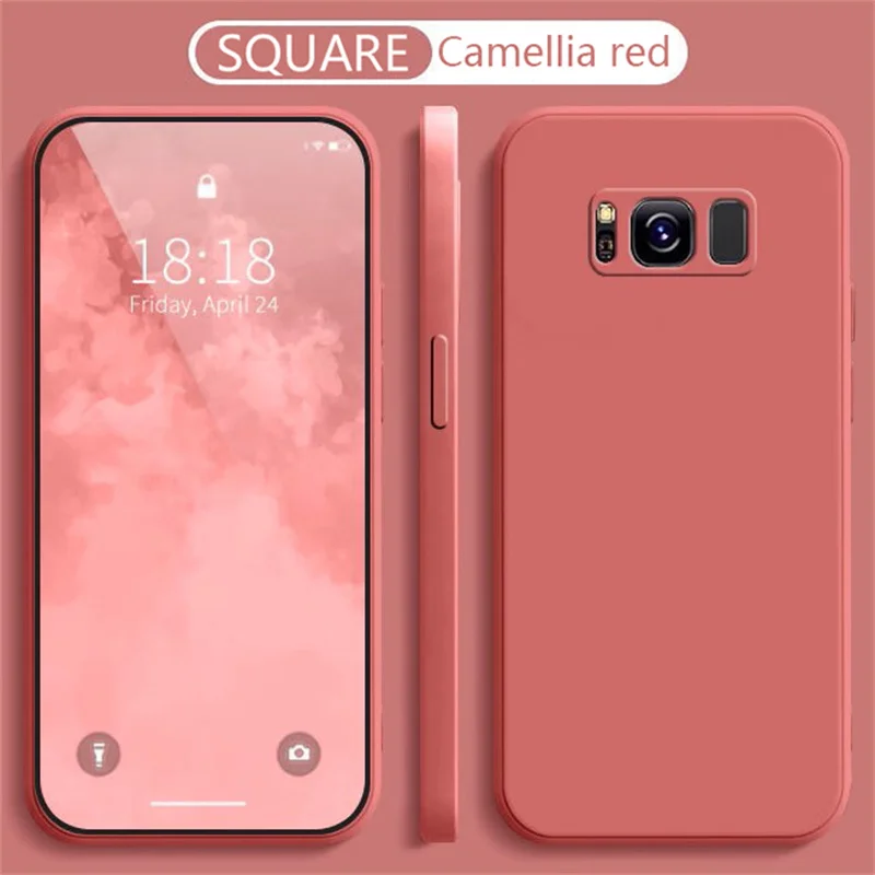 Original-Square-Liquid-Silicone-Case-for-Samsung-Galaxy-S8-S9-S10-S10E ...