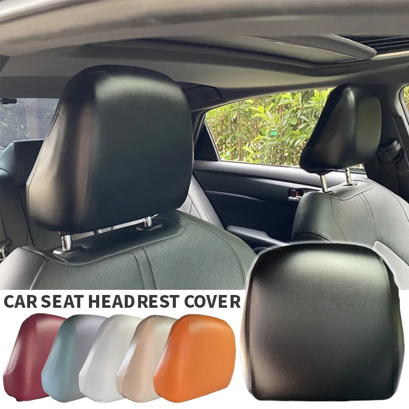 Universal Car Headrest Cover PU Leather Waterproof Dustproof Elastic ...