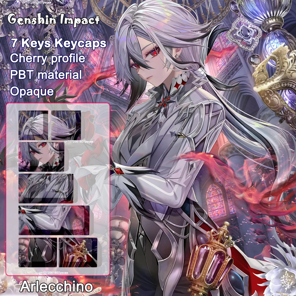 7-keys-Set-Keycap-Genshin-Impact-Keycaps-Cherry-Profile-PBT-Game-Character-Chiori-Arlecchino-Key ...