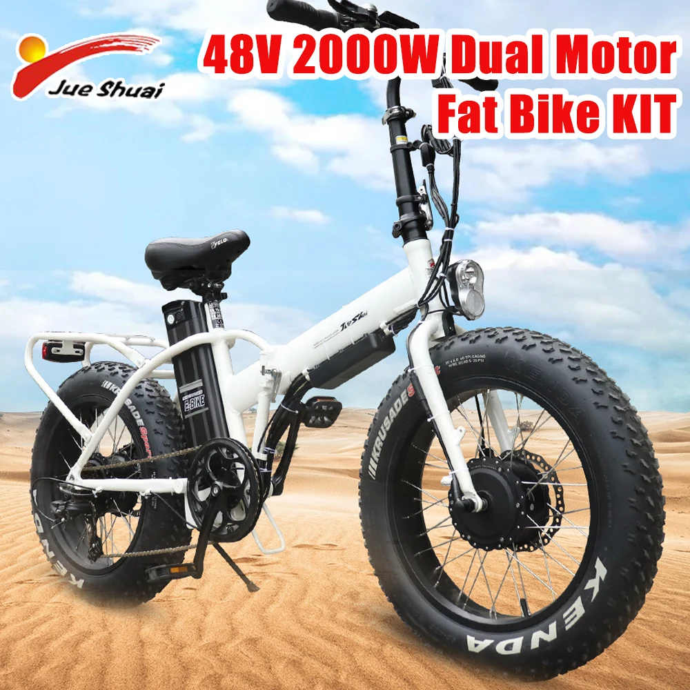 Fatbike 스노우 변환 키트 48V 2000W 듀얼 모터 프론트 리어 허브 모터 휠, 20 인치 26 인치 4.0 전기 ...