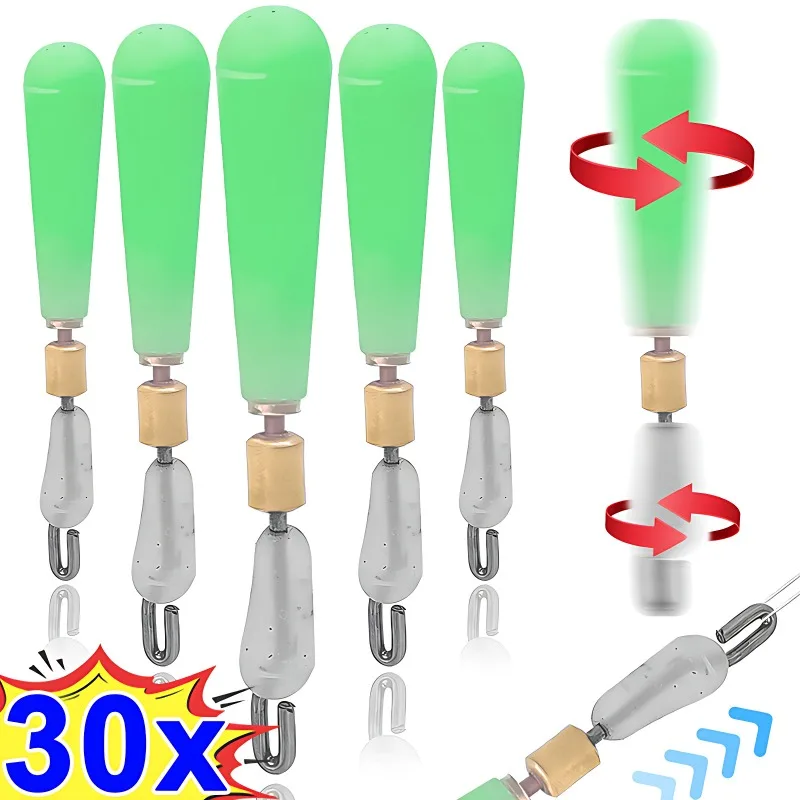 10-20-30PCS-Fishing-Gear-Block-Rotation-Drift-Fishing-Floats-Accessory-Bobber-Copper-Rubber ...