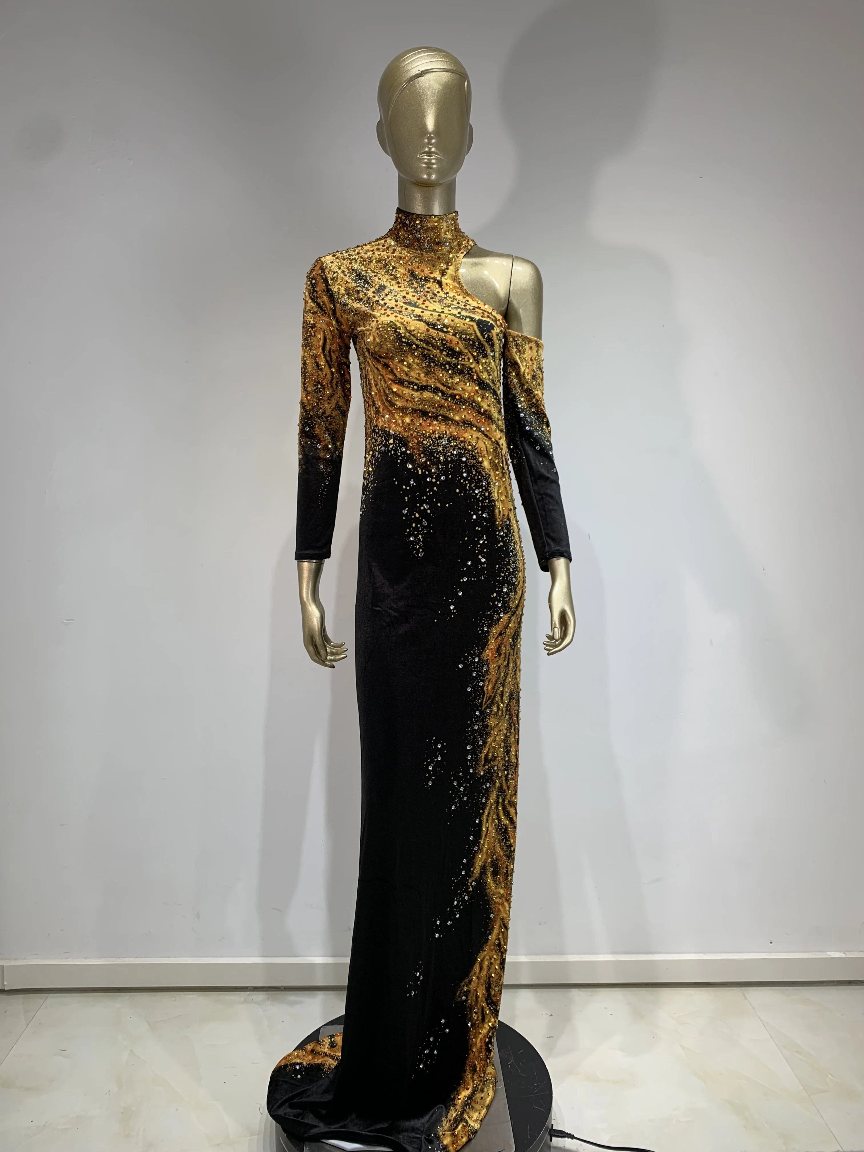 Women-Shiny-Rhinestone-Velvet-Celebrity-Long-Dress-Birthday-Party-Dress ...