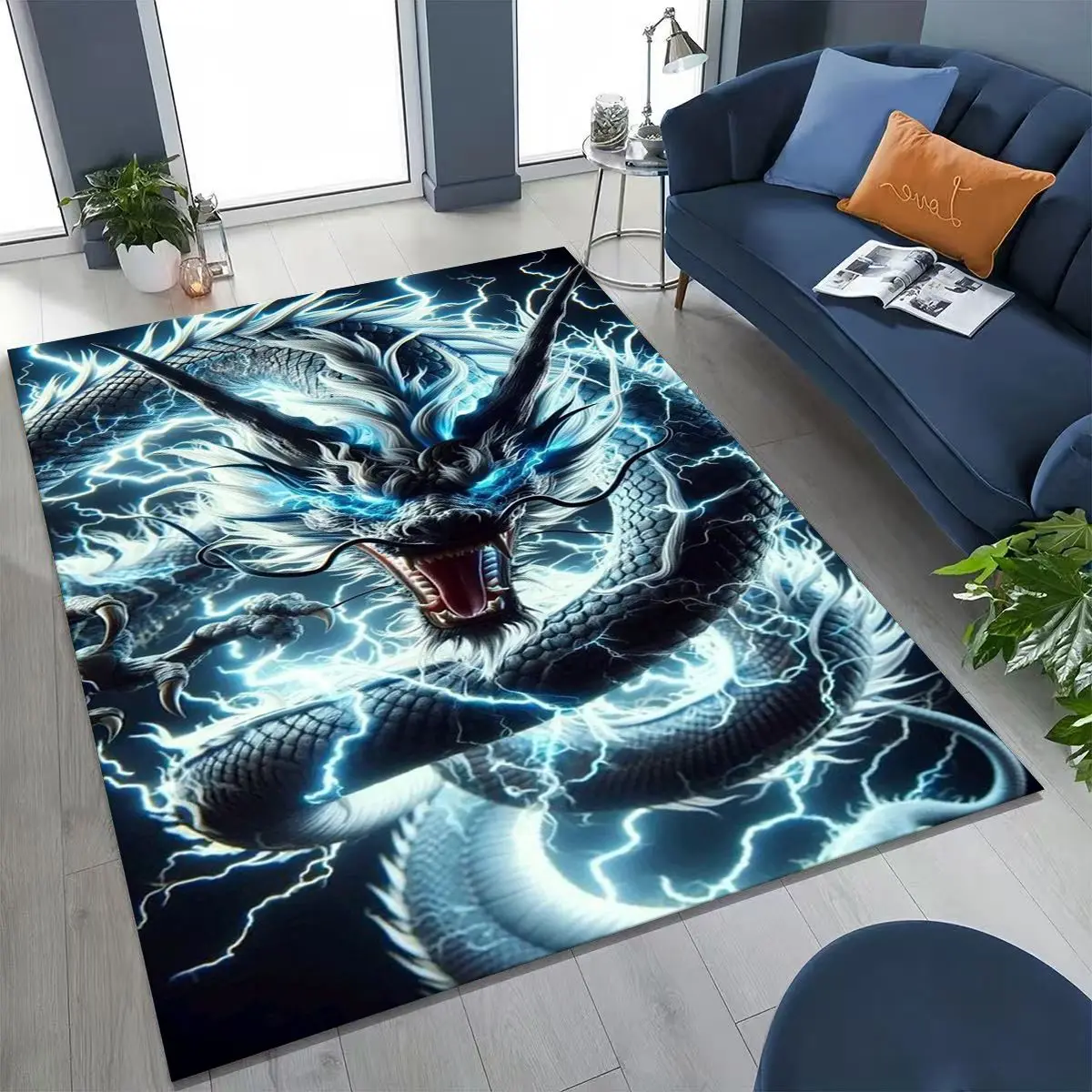 Magic Dragon Mythology Art Chinese Loong Cartoon Rug for Bedroom Living ...