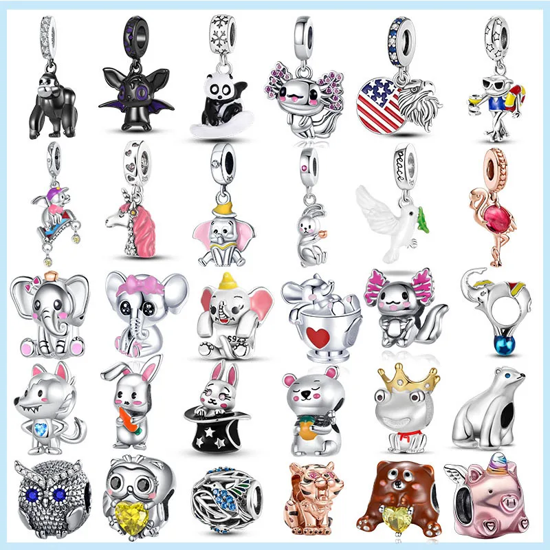 Fit-Pandora-925-Original-Chimpanzee-Owl-Elephant-925-Silver-Charm-Cute ...
