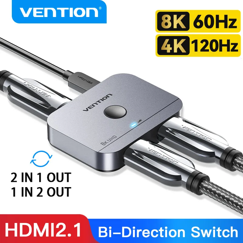 Vention HDMI Switcher 8K Bi-Direction 2.1 HDMI Switch 1x2/2x1 Adapter 2 ...