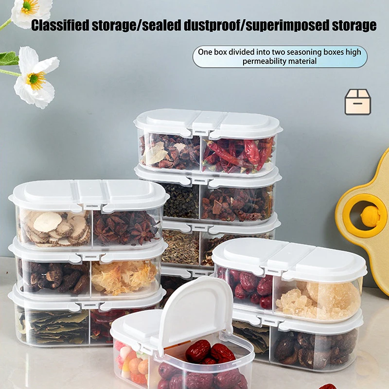 2-Grid-Food-Storage-Box-Kitchen-Organizer-Container-Set-Vacuumed-Lid ...