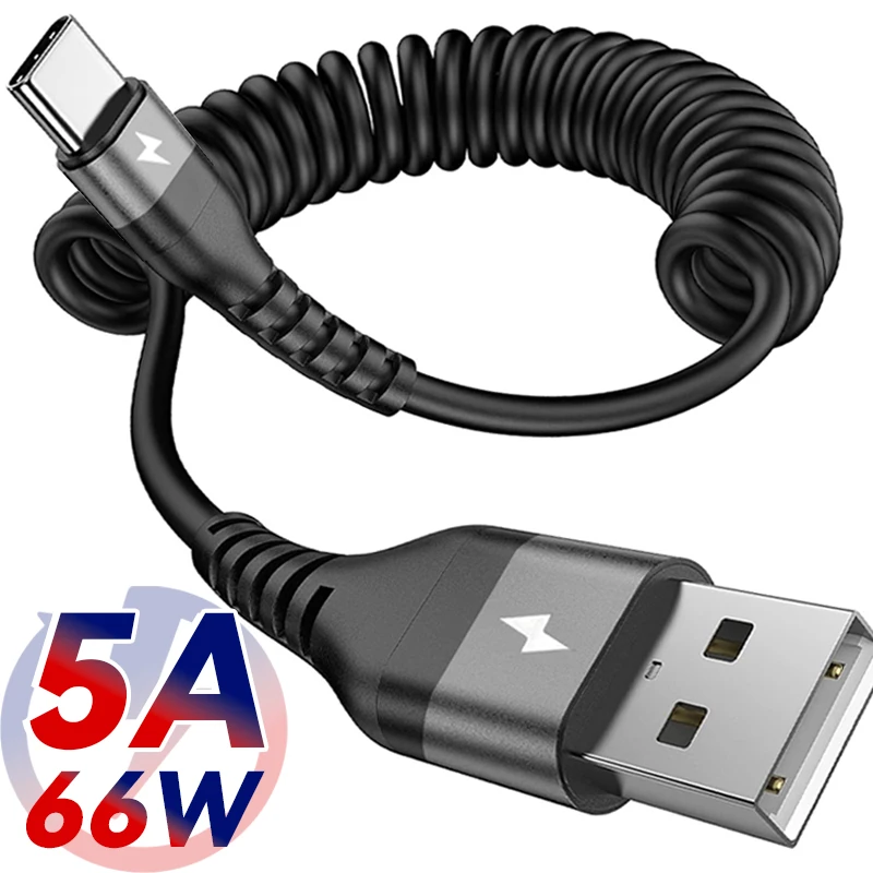 Retractable-USB-C-Cable-5A-Fast-Charger-Data-Wire-Car-Spring-Type-C ...