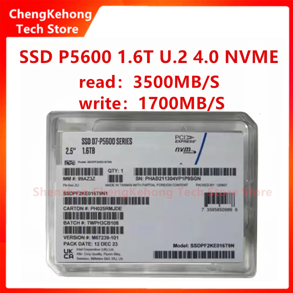NEW D7- P5600 Series 1.6T 3.2T 6.4T Enterprise SSD U.2 PCIE4.0X4 Solid ...