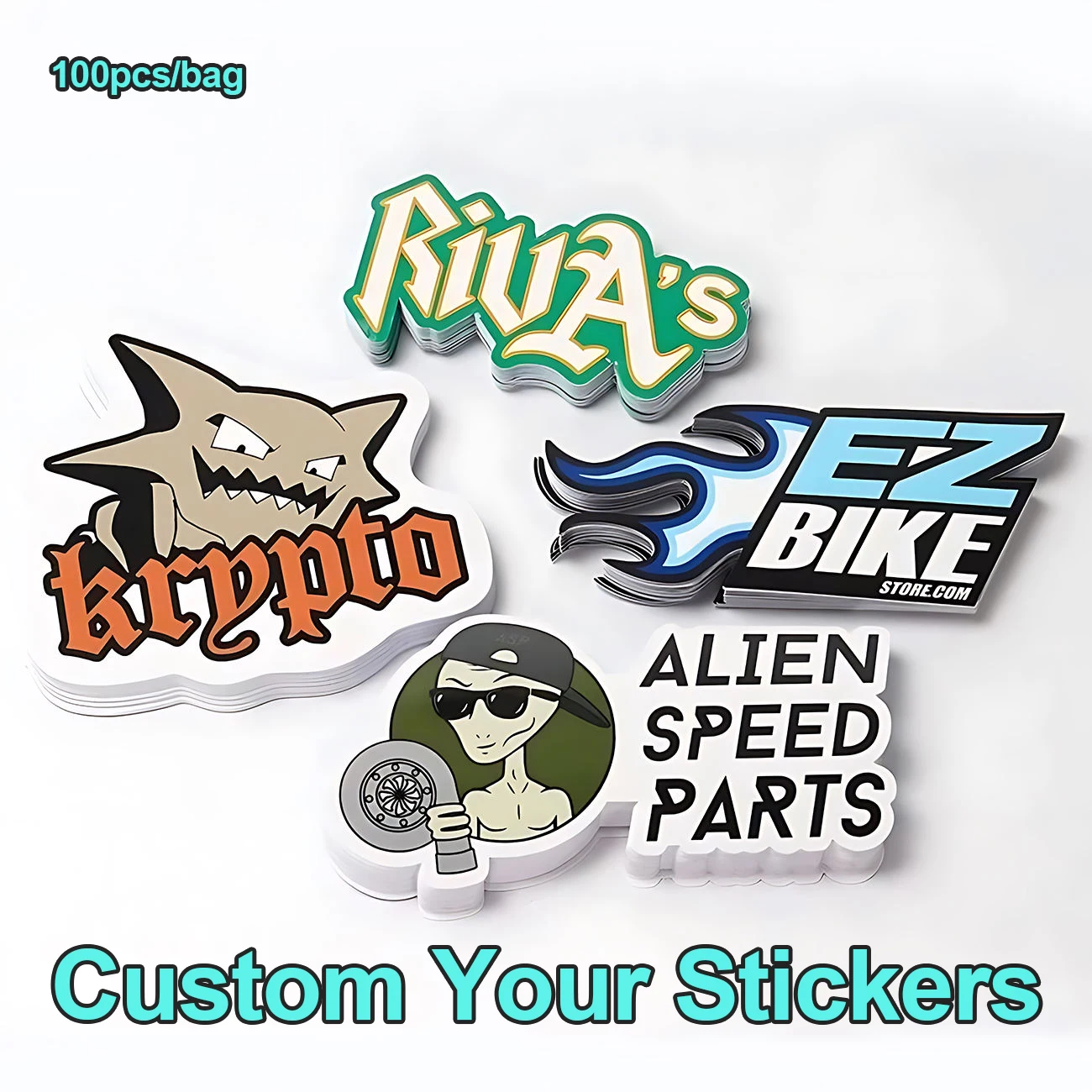 100PCS Custom Printing Die Cut Vinyl Stickers Adhesive Waterproof PVC ...