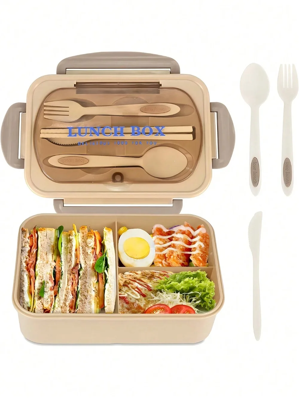 1Pc-Bento-Box-Adult-Lunch-Box-With-4-Compartments-Utensils-Sauce-Jar ...