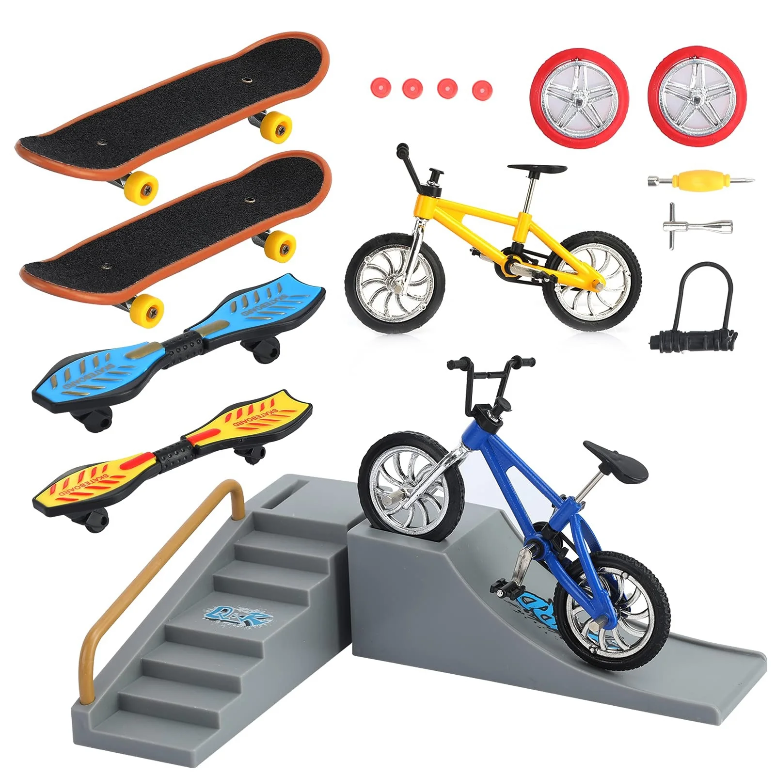 Training-Skate-Park-Kit-Fingerboard-Ramp-Set-with-2-Bikes-2-Finger ...